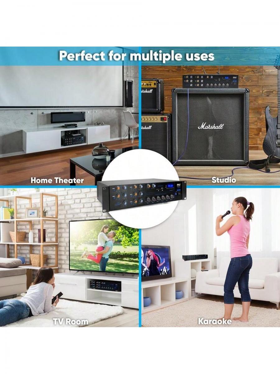 6 Channel Bluetooth Amplifier Receiver Multi Zone Audio Control System