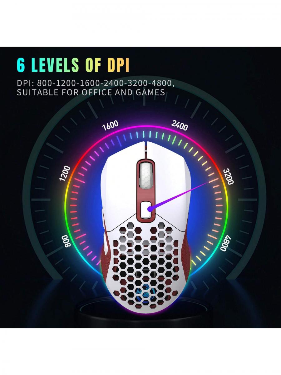Dual Mode RGB Wireless Mouse 4800DPI Interchangeable Covers