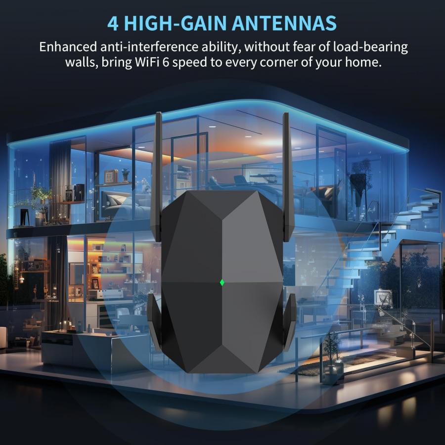 AX3000 WiFi 6 Range Extender with Gigabit Ethernet and Dual Band Coverage